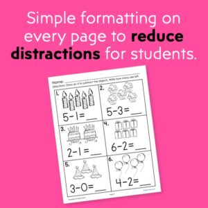 Easy Subtraction Practice - Set of 8 Subtraction Intro Worksheets ...