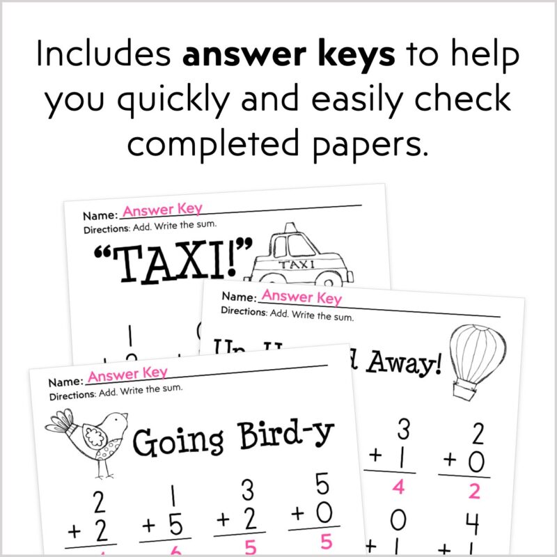 NO PREP Addition Worksheets - Addition Practice Pages for Sums 0-5 ...