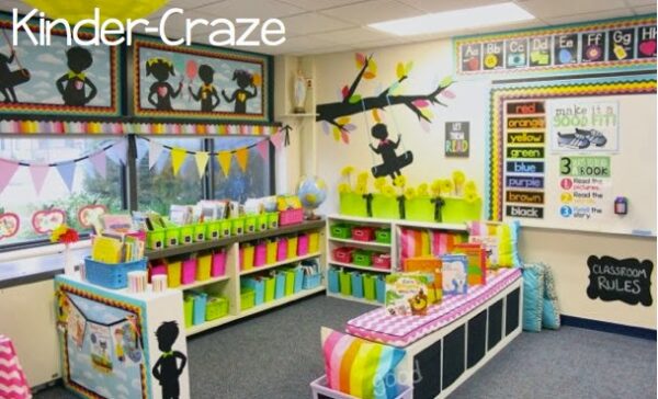 Bright and Colorful Rainbow Chalkboard Kindergarten Classroom Tour