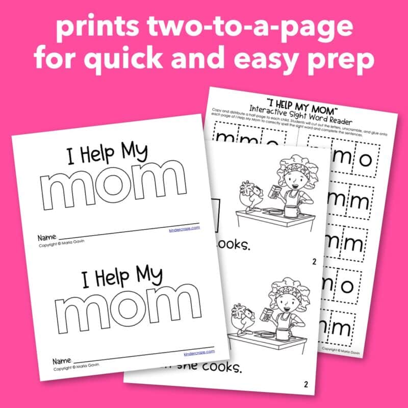 Mother's Day Sight Word Book "I Help My MOM" Emergent Reader - Kinder Craze