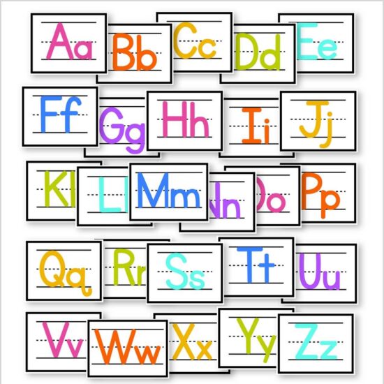 Classroom Alphabet with Rainbow Letters - Manuscript Style - Kinder Craze
