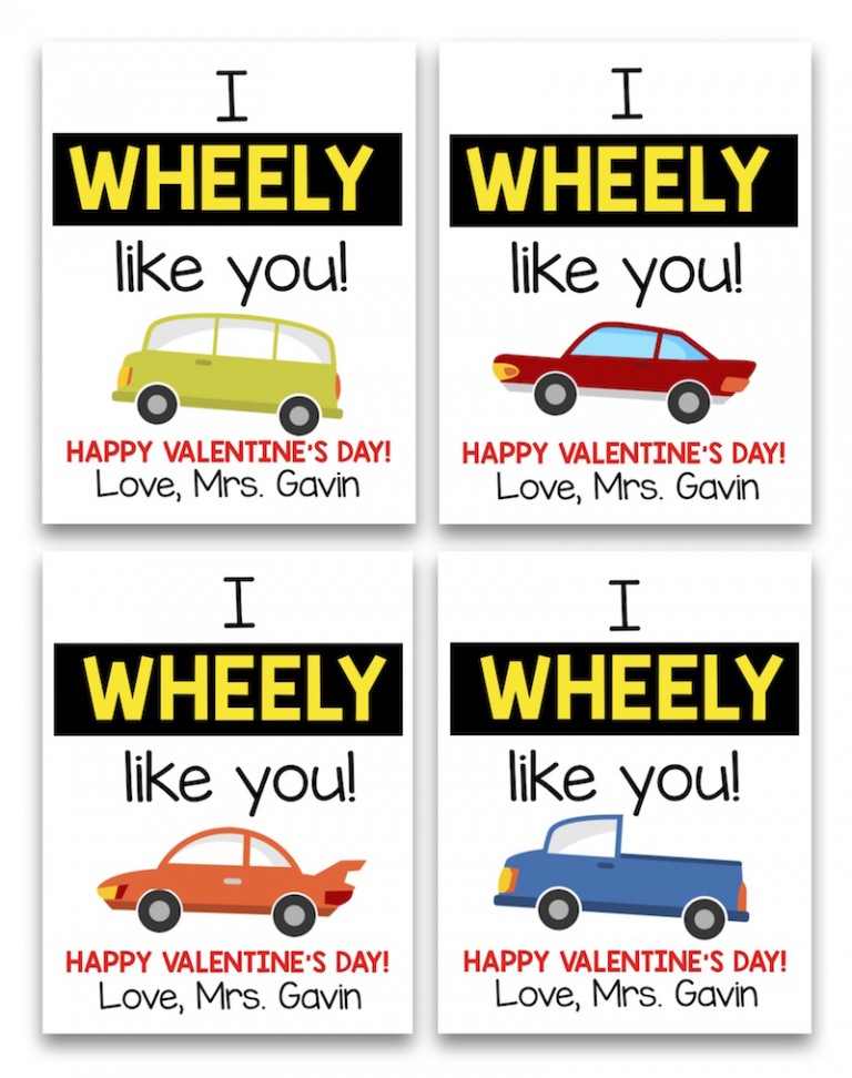 "I Wheely Like You" Student Valentine Freebie