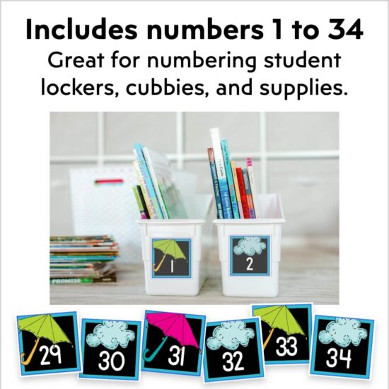 April Rainy Day Calendar Numbers with Black Backgrounds - Kinder Craze