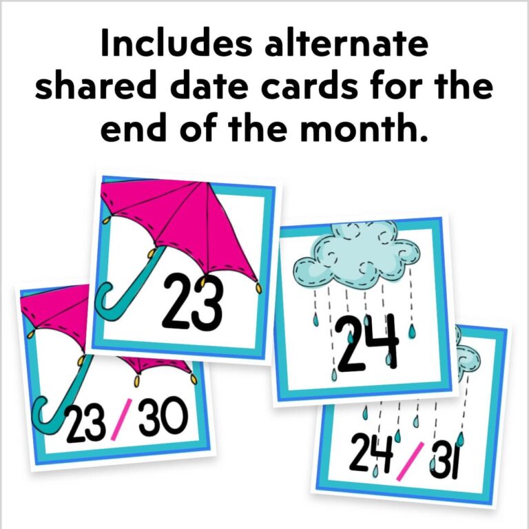 April Rainy Day Calendar Numbers - Kinder Craze