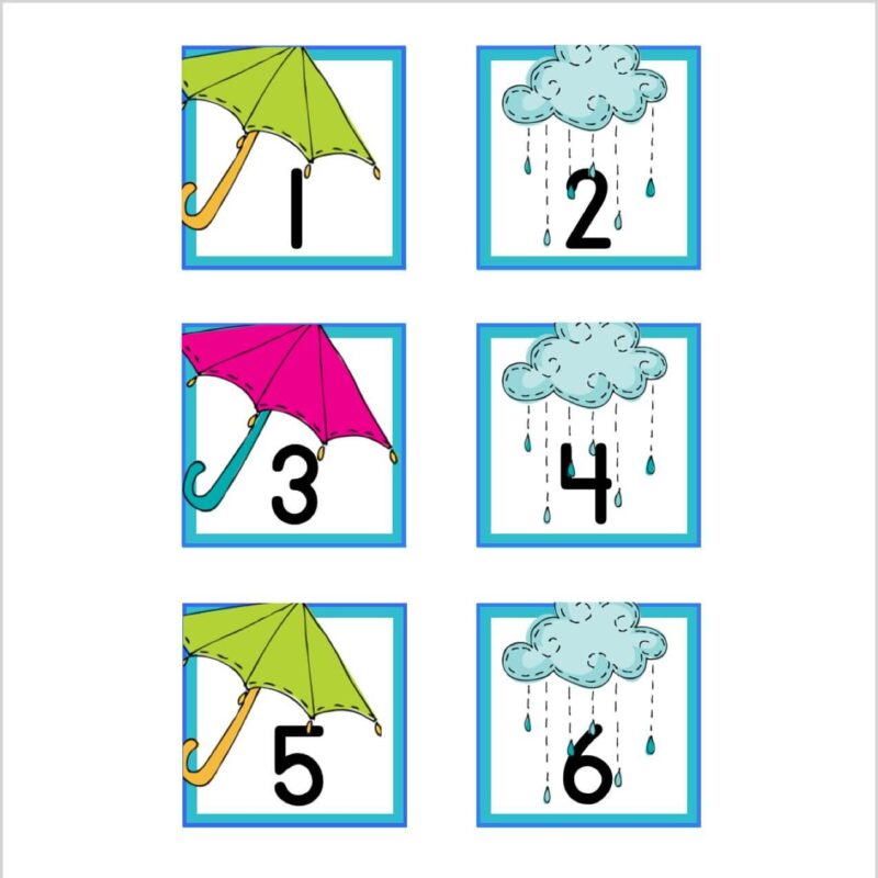 April Rainy Day Calendar Numbers - Kinder Craze