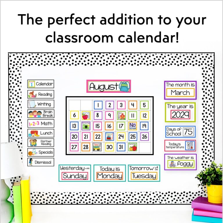 Bright and Simple Rainbow Calendar Numbers - Kinder Craze