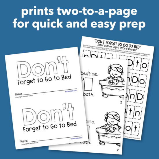 Emergent Reader for Sight Word DON'T "Don't Forget to Go To Bed" Sight ...