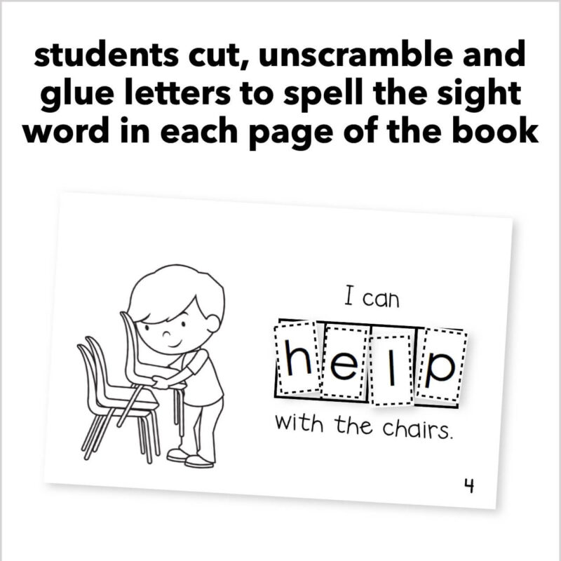 "I Can Help at School" Interactive Sight Word Reader - Kinder Craze