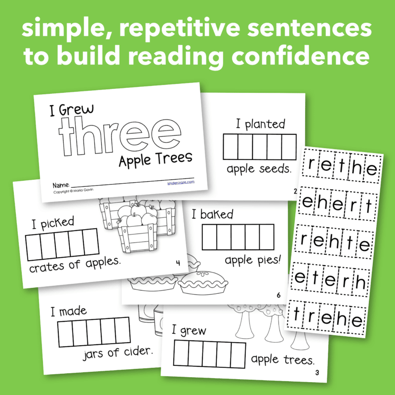 Number Word Apple Theme Emergent Reader: "I Grew THREE Apple Trees ...