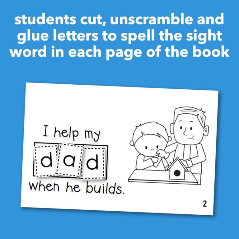 Father's Day Sight Word Book: "I Help My DAD" Emergent Reader - Kinder ...