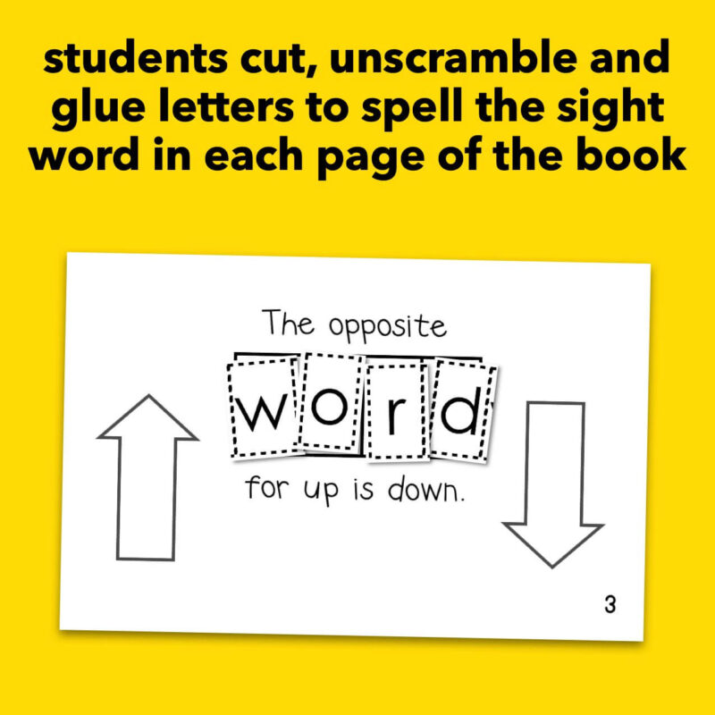 "I Know the Opposite WORD" Interactive Sight Word Reader - Kinder Craze