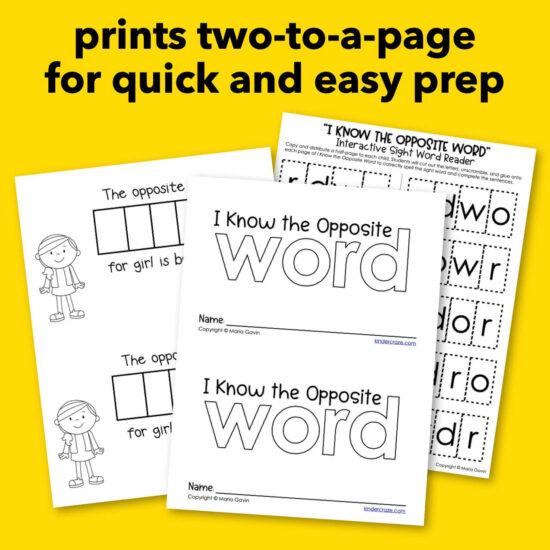 "I Know the Opposite WORD" Interactive Sight Word Reader - Kinder Craze