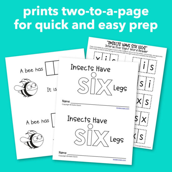 "Insects Have SIX Legs" Number Word Interactive Sight Word Reader ...