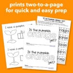 Halloween Pumpkin Life Cycle Emergent Reader "Is the Pumpkin ORANGE Yet ...