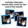 January Penguin Calendar Numbers with Black Backgrounds - Kinder Craze