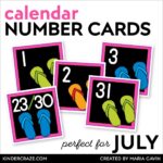 July Flip Flop Calendar Numbers with Black Backgrounds - Kinder Craze