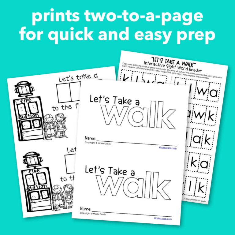 Emergent Reader for Sight Word WALK: "Let's Take a WALK" Sight Word ...