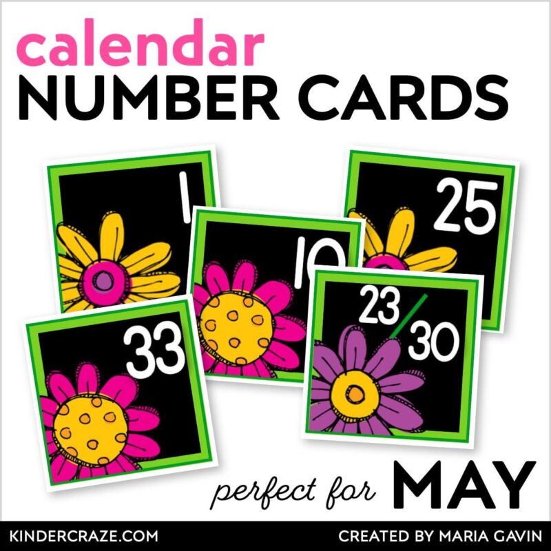 May Flower Calendar Numbers with Black Backgrounds - Kinder Craze