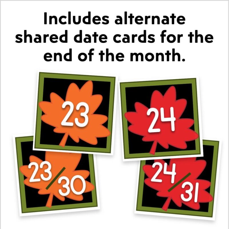 November Fall Leaves Calendar Numbers with Black Backgrounds - Kinder Craze
