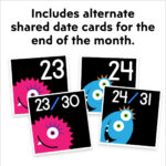 October Monster Calendar Numbers with Black Backgrounds - Kinder Craze