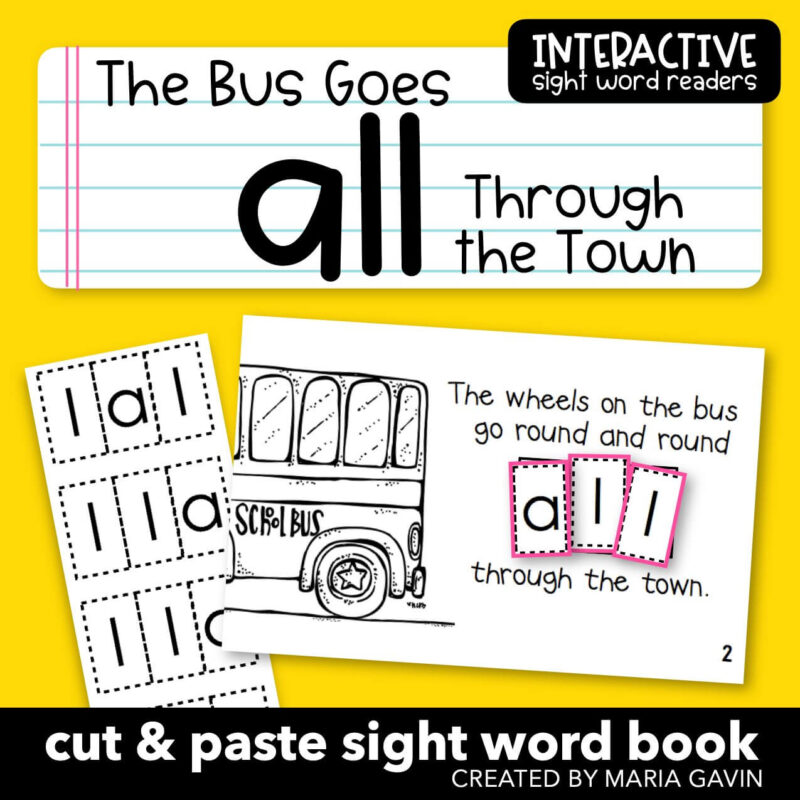 "The Bus Goes ALL Through the Town" Interactive Sight Word Reader ...