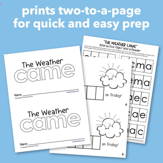 Weather Theme Emergent Reader for Sight Word CAME: "The Weather Came ...
