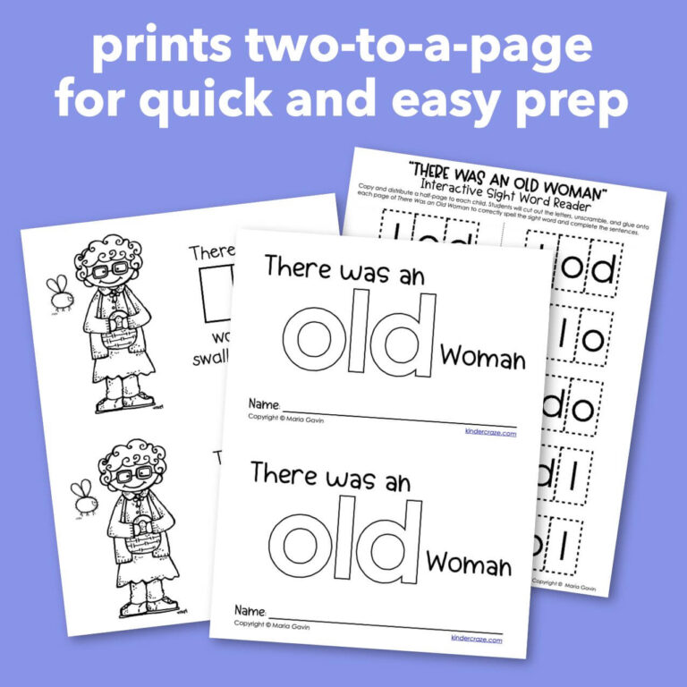 Emergent Reader for Sight Word OLD: "There was an OLD Woman" Sight Word ...