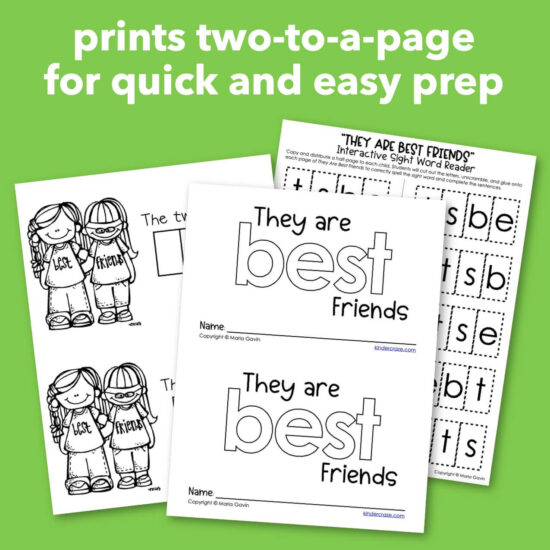 "They are BEST Friends" Interactive Sight Word Reader - Kinder Craze