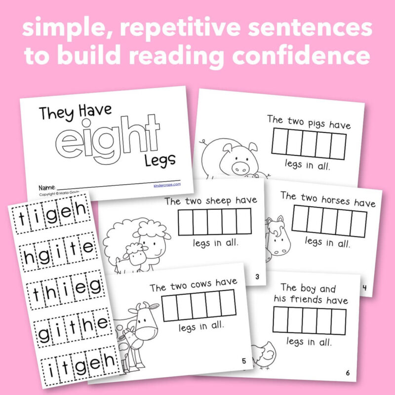"They Have EIGHT Legs" Number Word Interactive Sight Word Reader ...