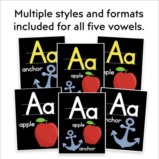Alphabet Posters With Two Lines - Black Background - Kinder Craze