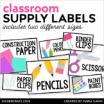 Bright and Colorful Classroom Supply Labels with Pictures - EDITABLE ...