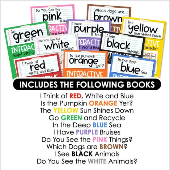 Color Word Sight Word Book Mini Bundle of Emergent Readers - Kinder Craze