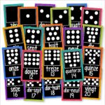 Domino Number Posters 1-20 with Black Backgrounds - French Language ...