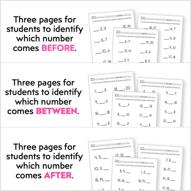 Number Order for #s 0-20 Before, Between, After - Kinder Craze
