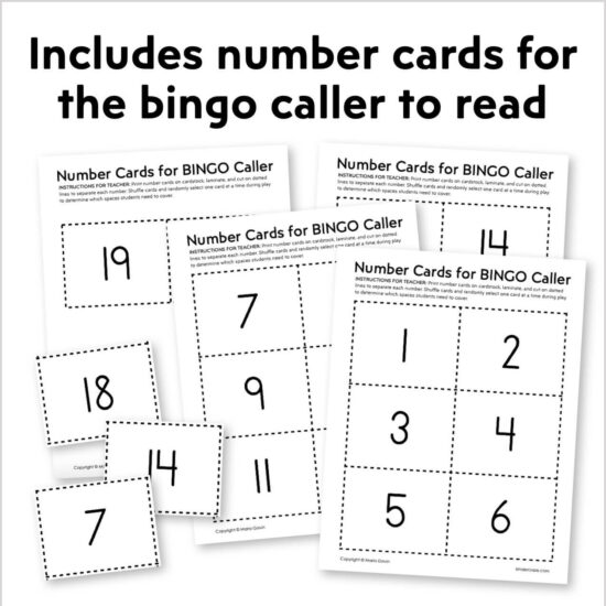 Numbers 1-20 Bingo - featuring Numbers in the Teens - Kinder Craze