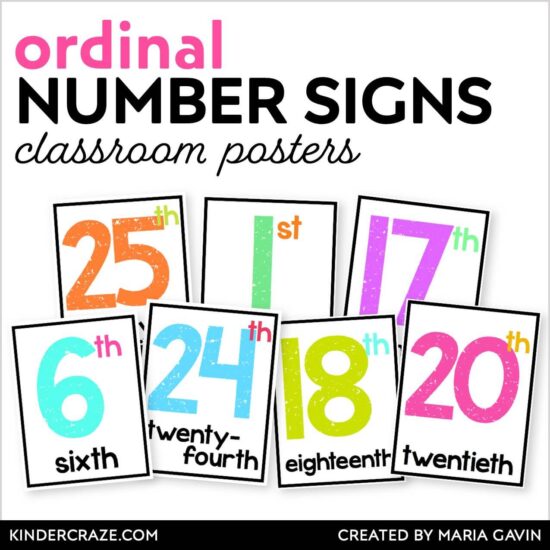 Ordinal Number Posters - Kinder Craze