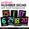 Ordinal Number Posters with Black Backgrounds - Kinder Craze