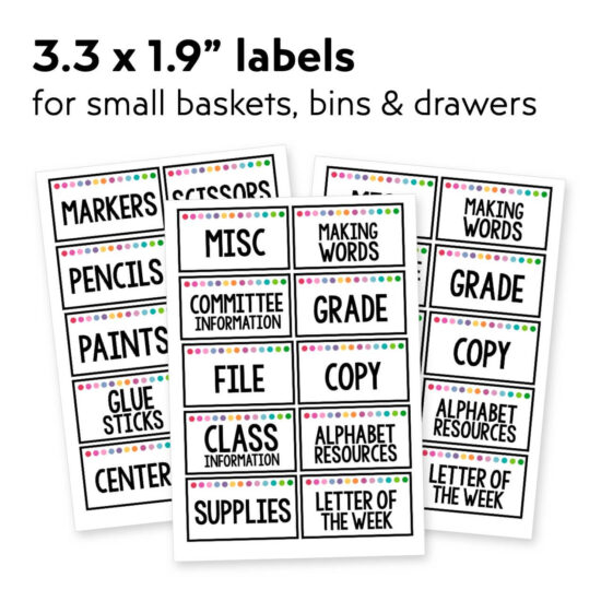 Rainbow Dot Classroom Supply Labels - EDITABLE - Kinder Craze