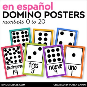 Domino Number Posters Numbers 0-20 - Spanish Language - Kinder Craze