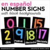 Spanish Number Posters with Black Background - Kinder Craze