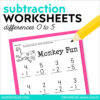 Subtraction Practice Pages - Differences to 5 - Kinder Craze