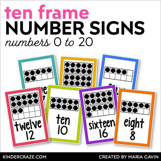 Ten Frame Number Posters 0-20 - Kinder Craze
