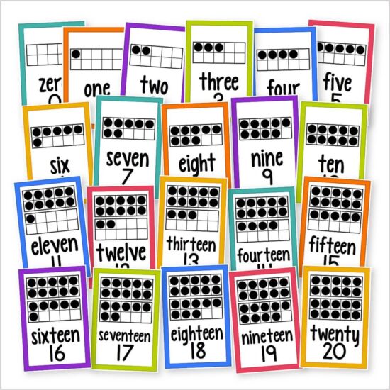 Ten Frame Number Posters 0-20 - Kinder Craze