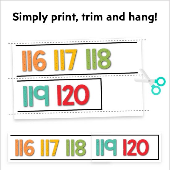 Classroom Number Line 0-120 - Bright Circus Colors - Kinder Craze