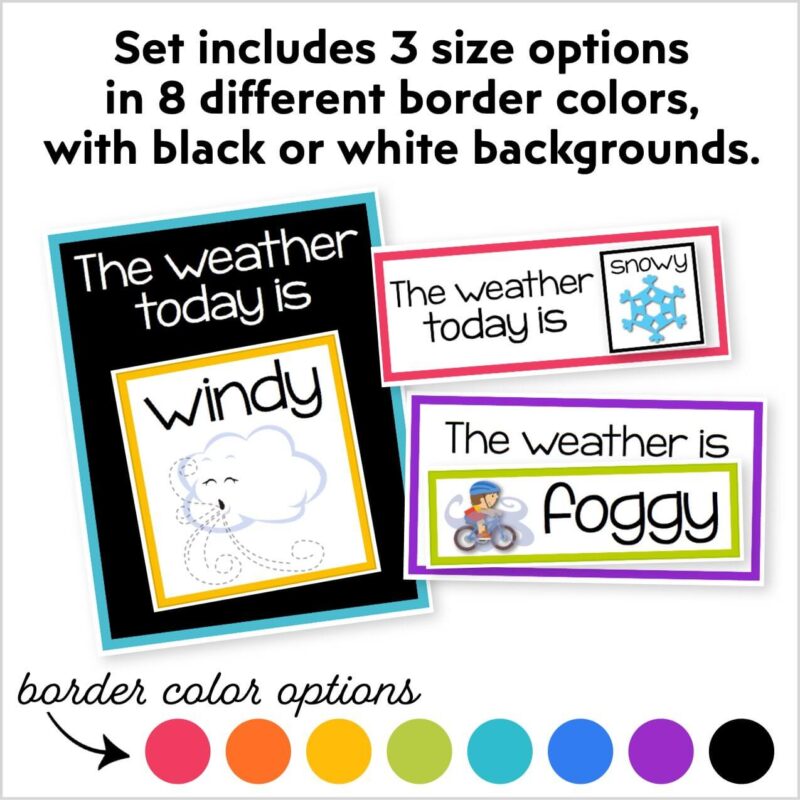 Weather Chart Labels for Classroom Calendar - Kinder Craze