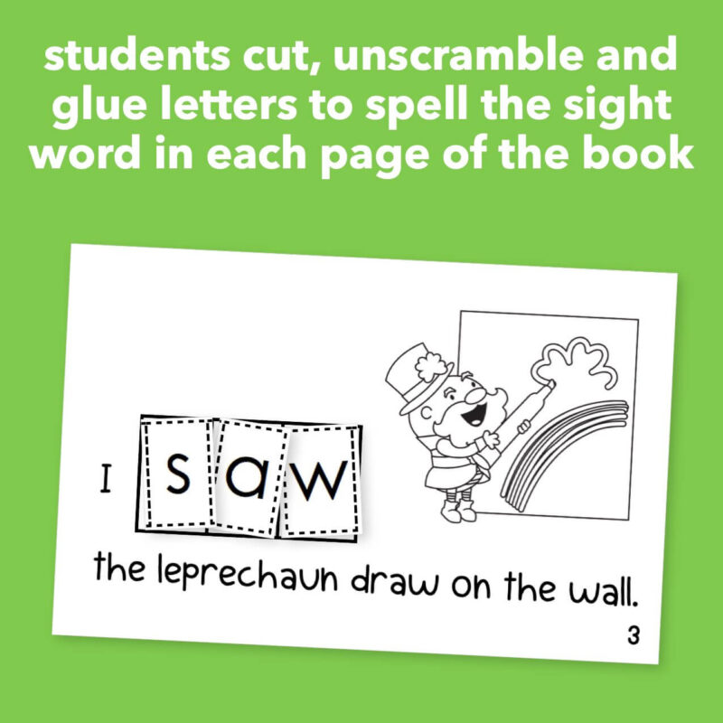 St. Patrick's Day Emergent Reader "I SAW a Leprechaun" Sight Word ...