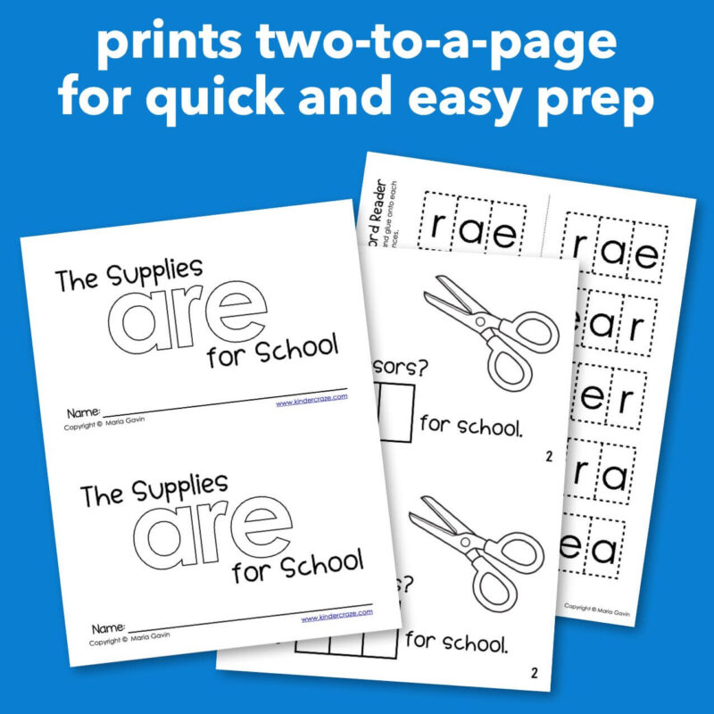 Back to School Emergent Reader for Sight Word ARE "The Supplies ARE For ...