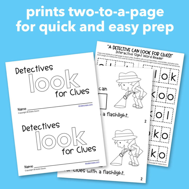 Emergent Reader for Sight Word LOOK "Detectives LOOK for Clues" sight ...