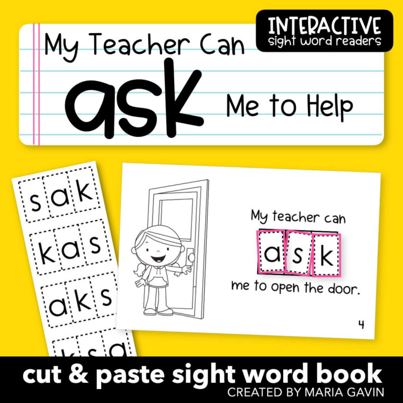 Back to School Emergent Reader "My Teacher Can ASK Me to Help" Sight ...