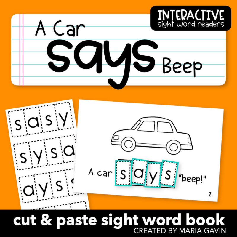 Transportation Emergent Reader for Sight Word SAYS "A Car Says Beep ...